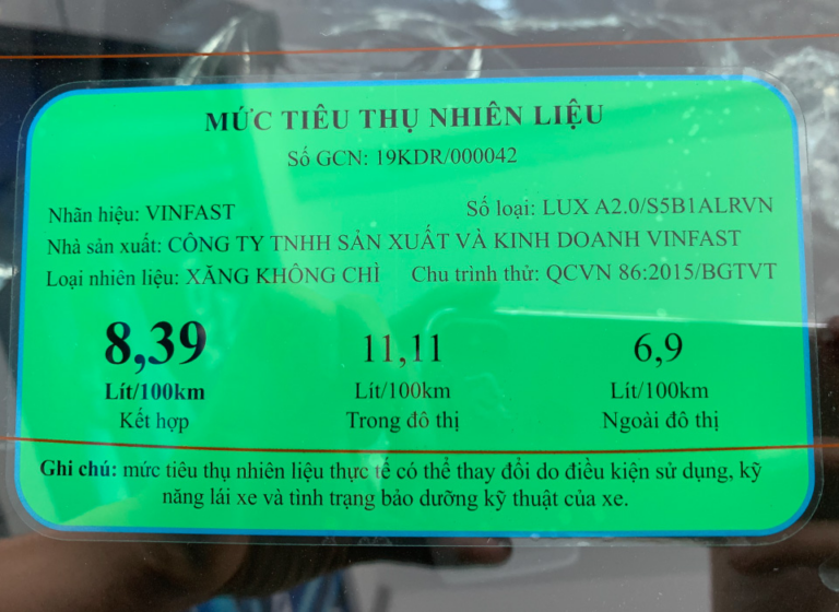 Định mức tiêu hao nhiêu liệu xe ô tô cụ thể